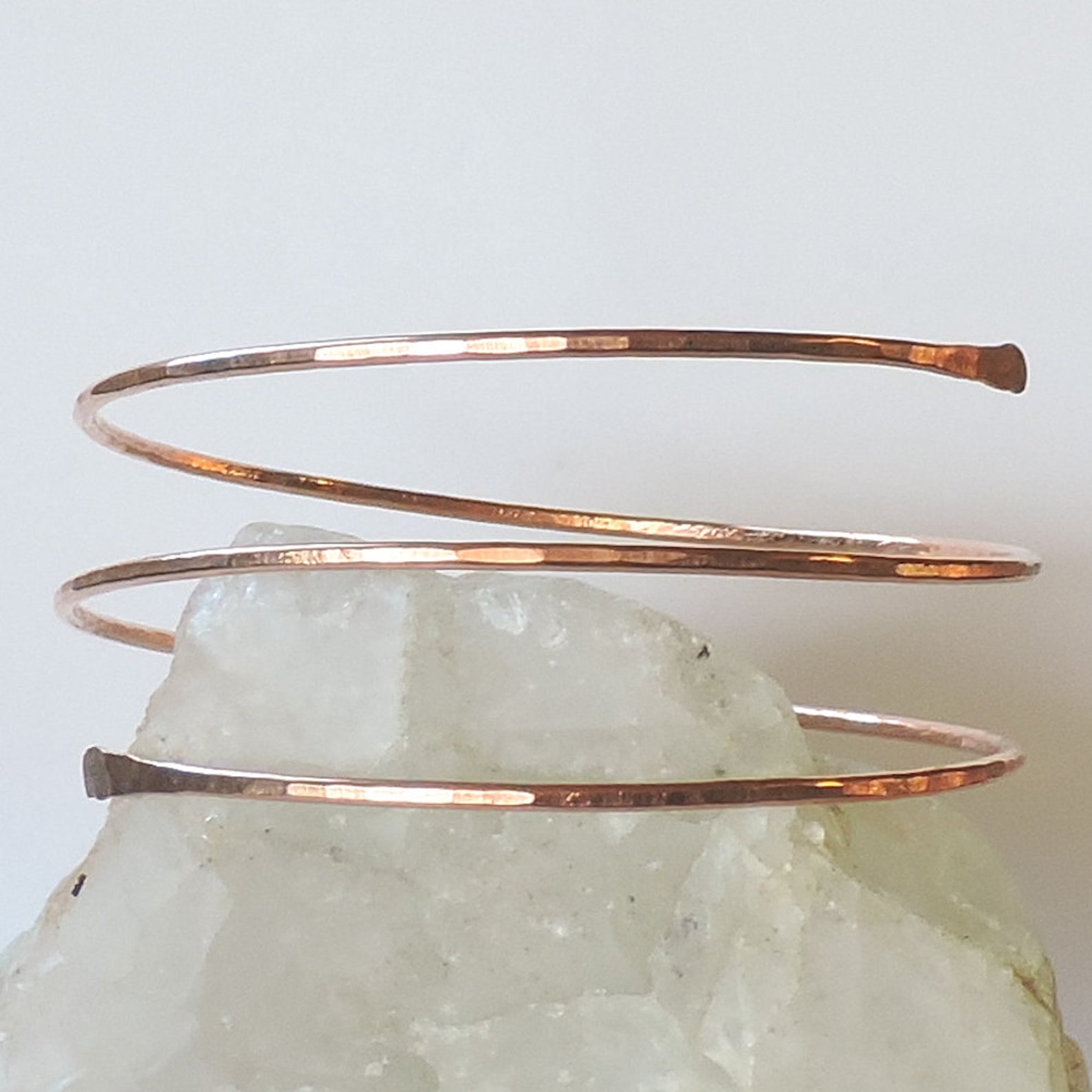 Healing Copper Armlet Upper Arm Cuff Bracelet - Minimalist Triple Coil ...