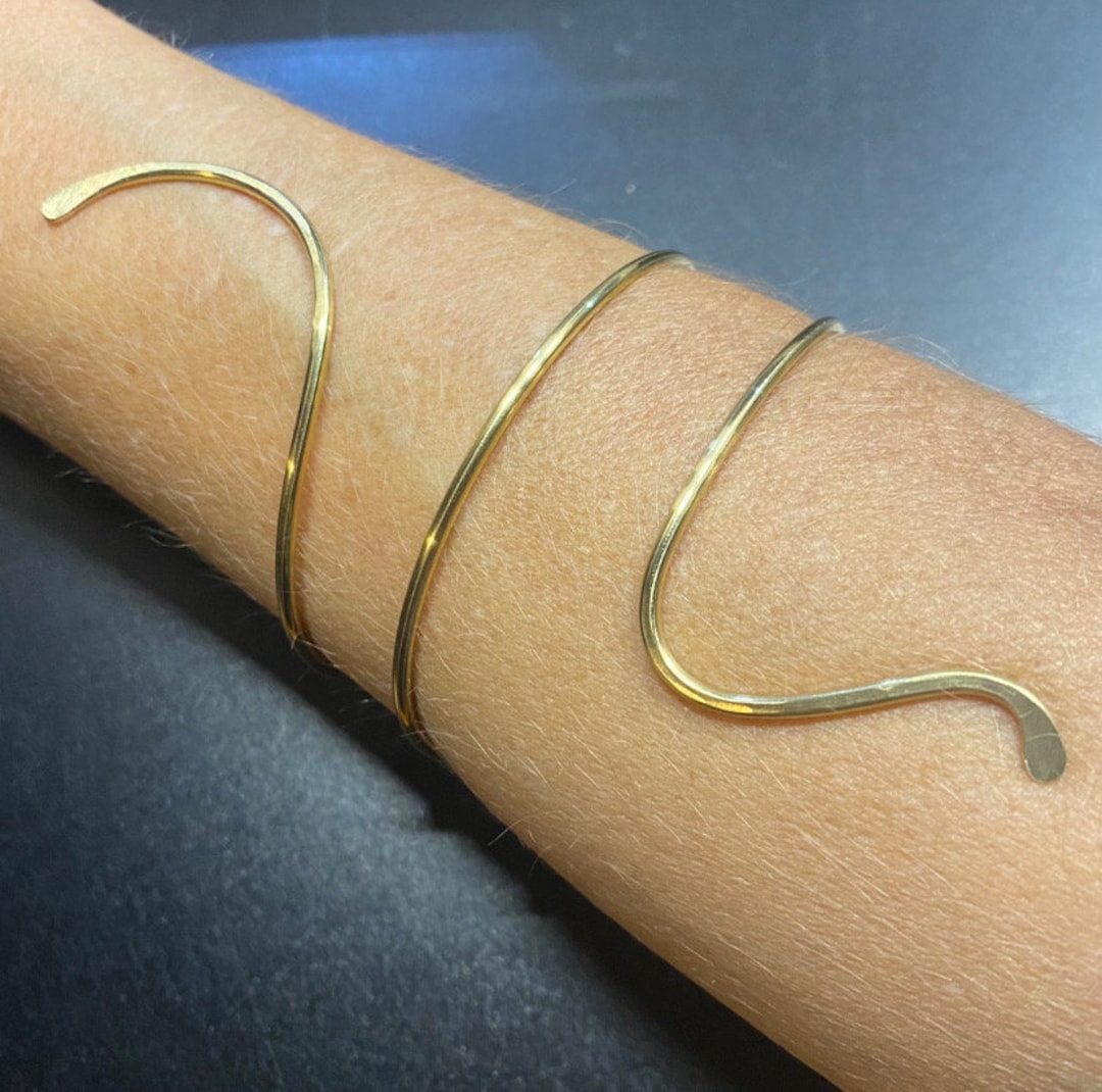 Gold Armlet - Curved Serpent Armlet - UPPER or LOWER ARM Brass Arm ...