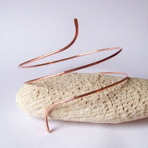 Copper Armlet - Hammered Wrap Around Arm Band With Flattened Curved ...