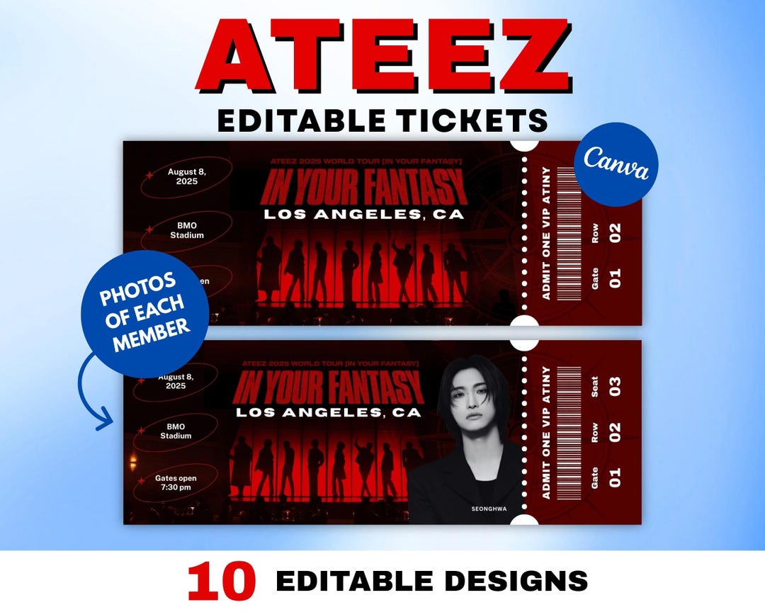 ATEEZ Concert Ticket Template: Customizable Kpop Keepsake (canva) - Etsy