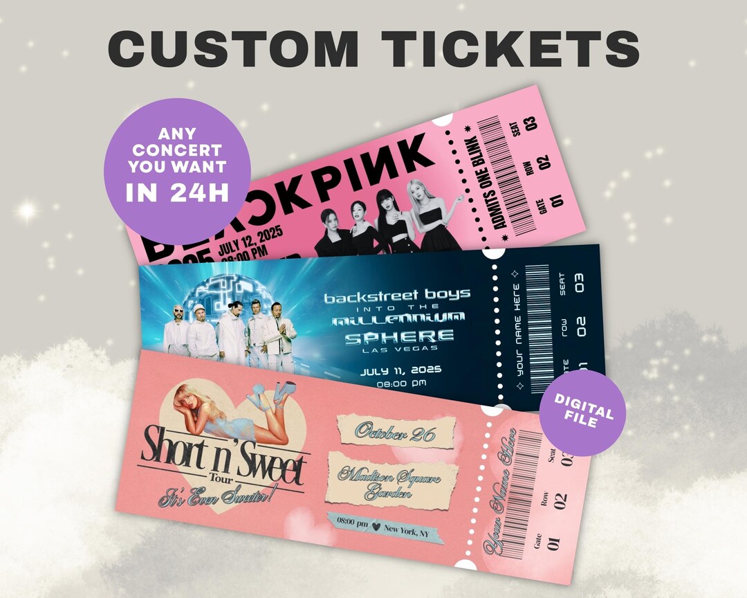 Personalized Concert Ticket: Custom Printable Event Stub (PDF) - Etsy