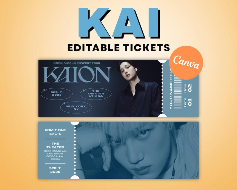 KAI Concert Ticket Template: Personalized Kpop Printable (canva Design ...