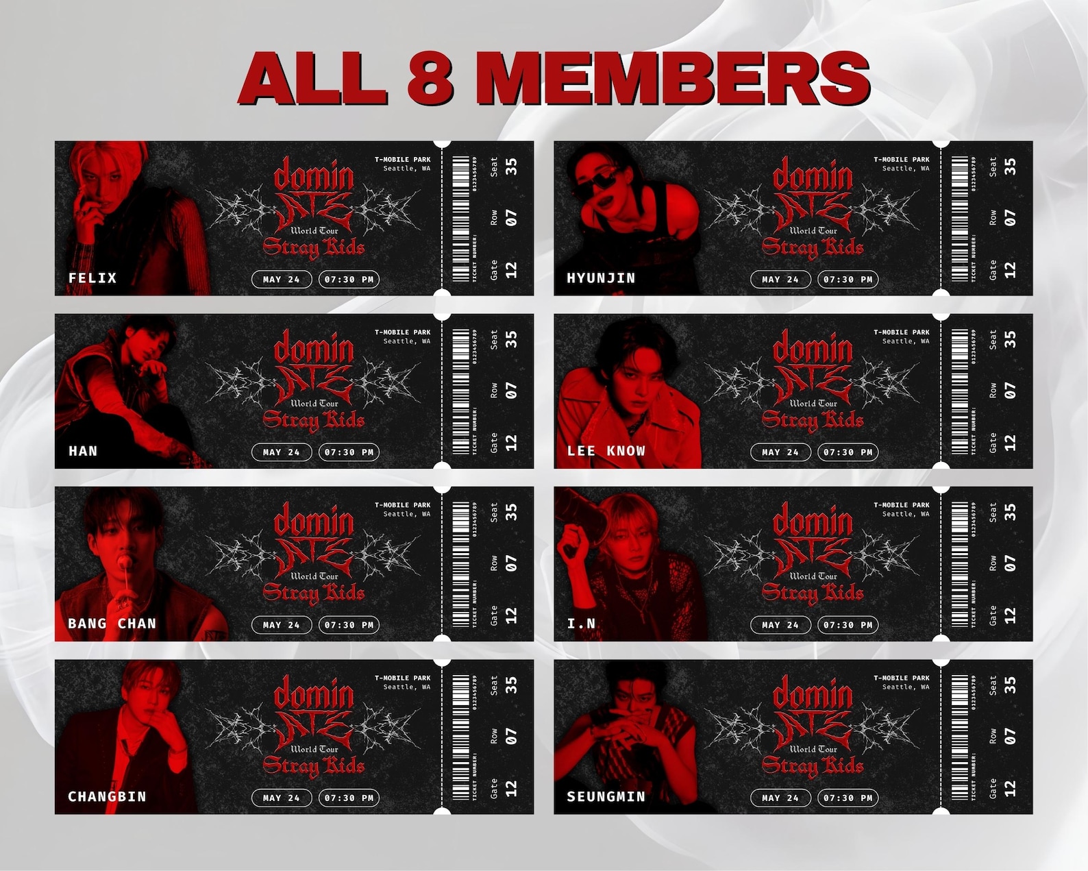 Personalized Stray Kids Dominate Concert Ticket, SKZ 2025 World Tour, Kpop Merch, Canva Template ...