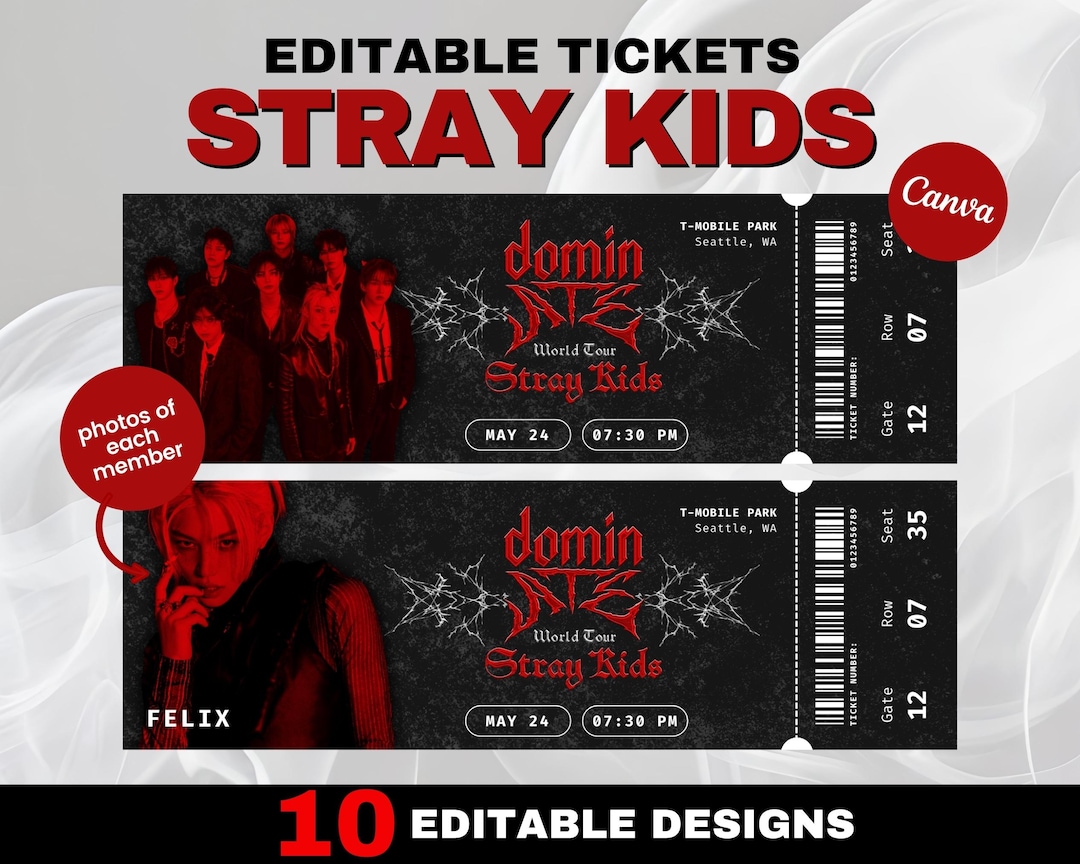 Personalized Stray Kids Concert Ticket: Kpop Canva Template (digital ...