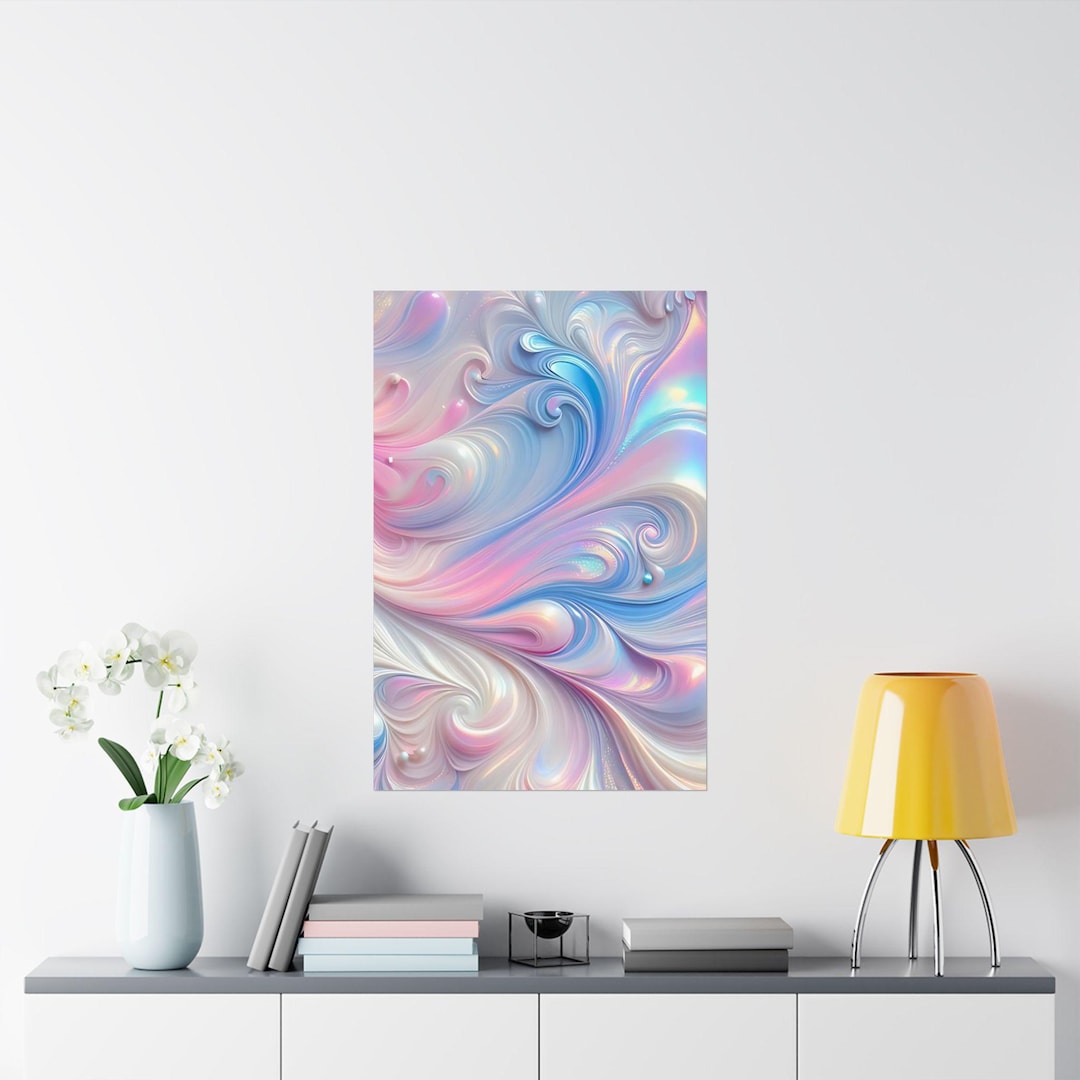 Iridescent Abstract Wall Art: Holographic Pastel Decor Poster - Etsy