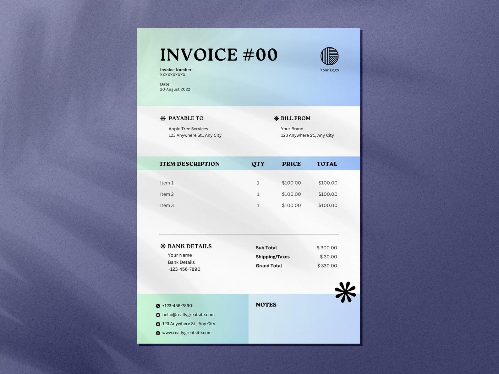 Invoice Template, Canva Editable Receipt, Custom Invoices, Tshirt Order ...