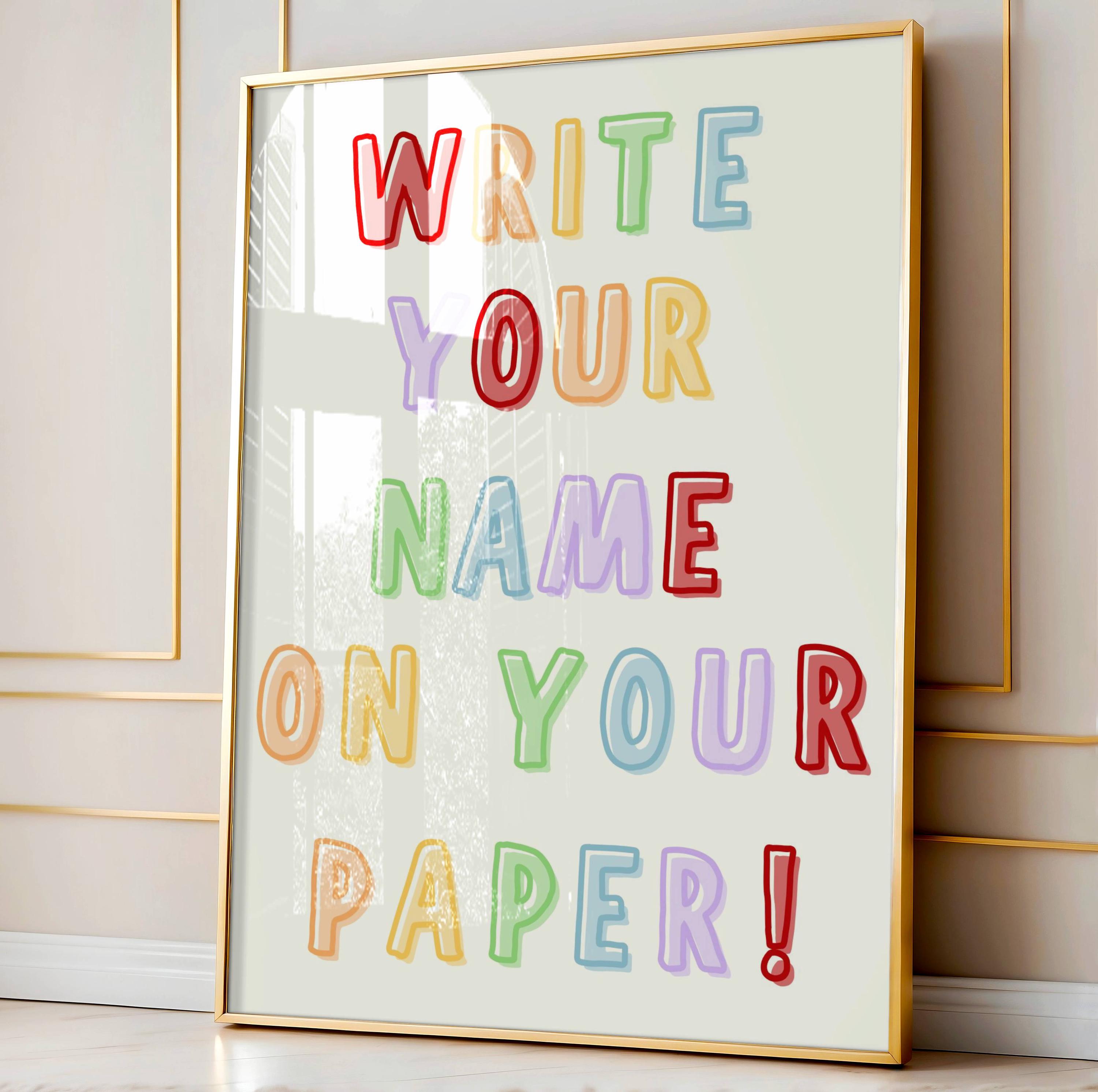 Write Your Name Poster Classroom Decor Poster Rainbow Classroom ...