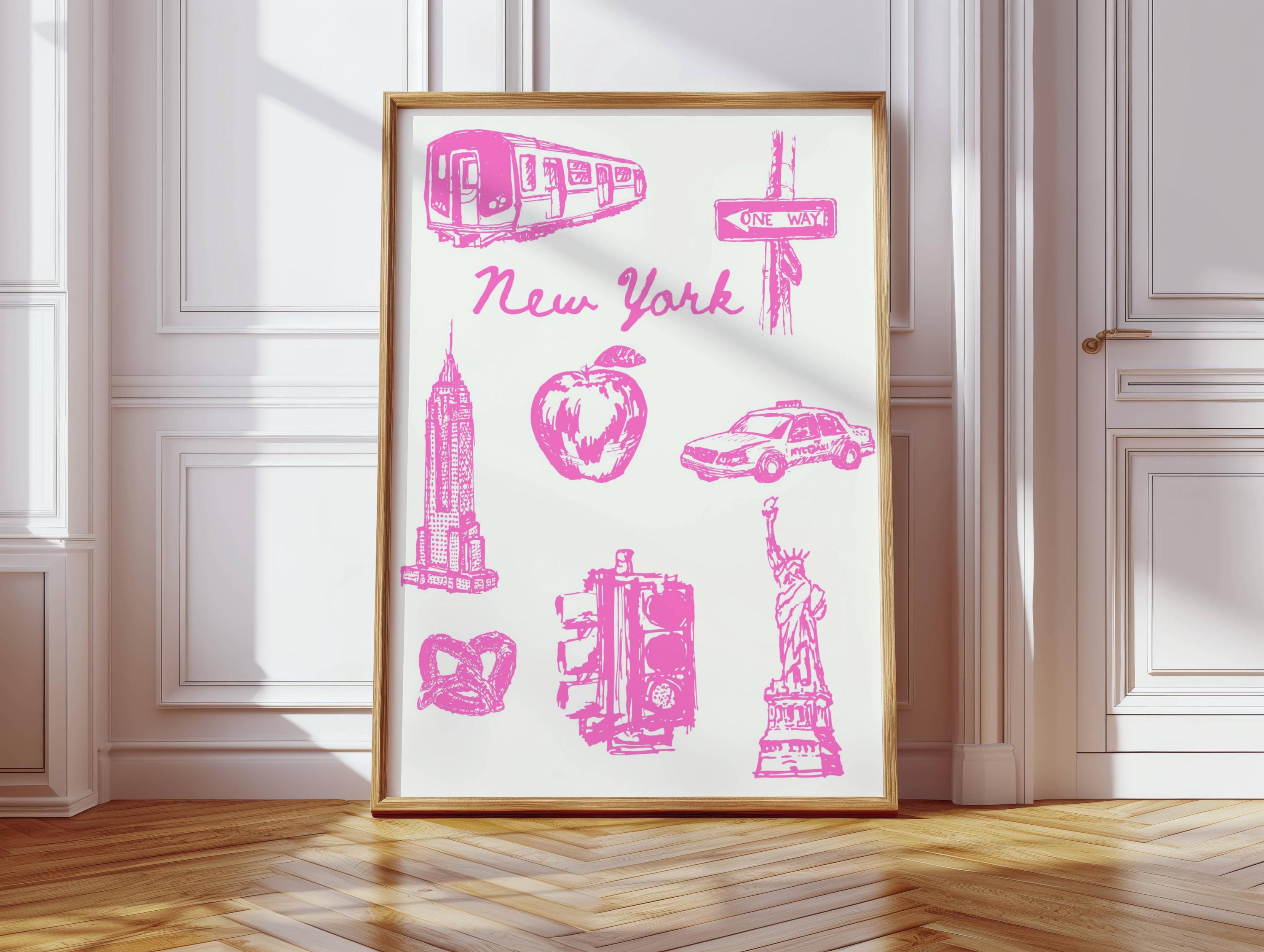 Pink New York Vintage Digital Download Print | NYC City Print | NY ...