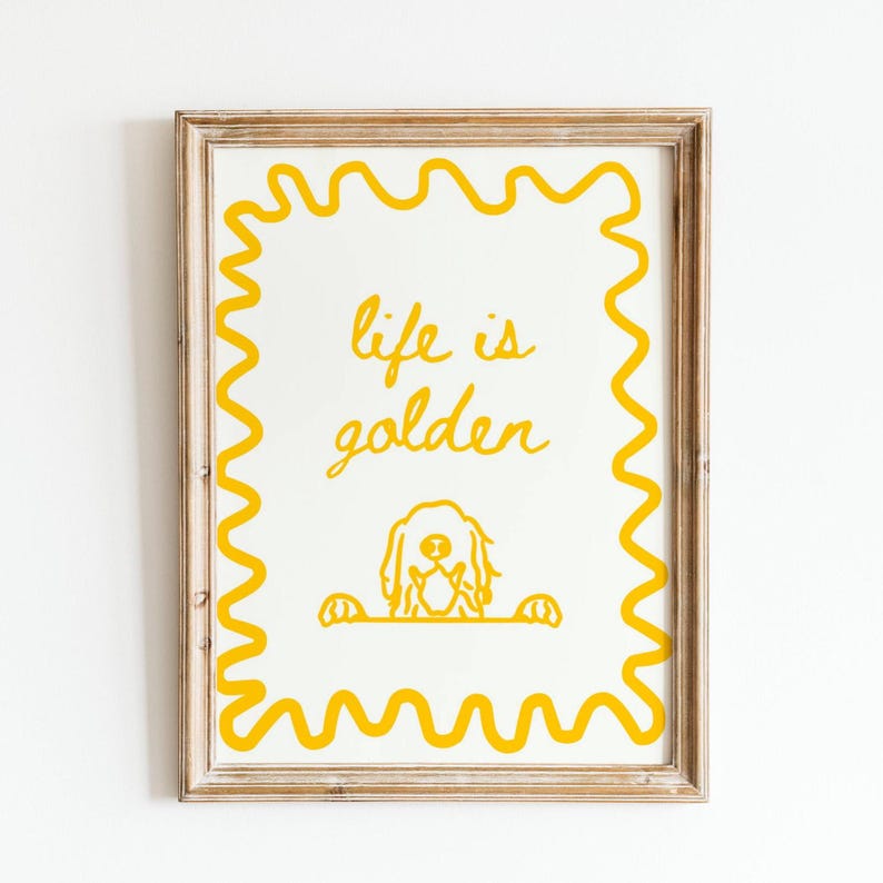 Gold Golden Retriever Art Life is Golden Print Golden Retriever Wall ...