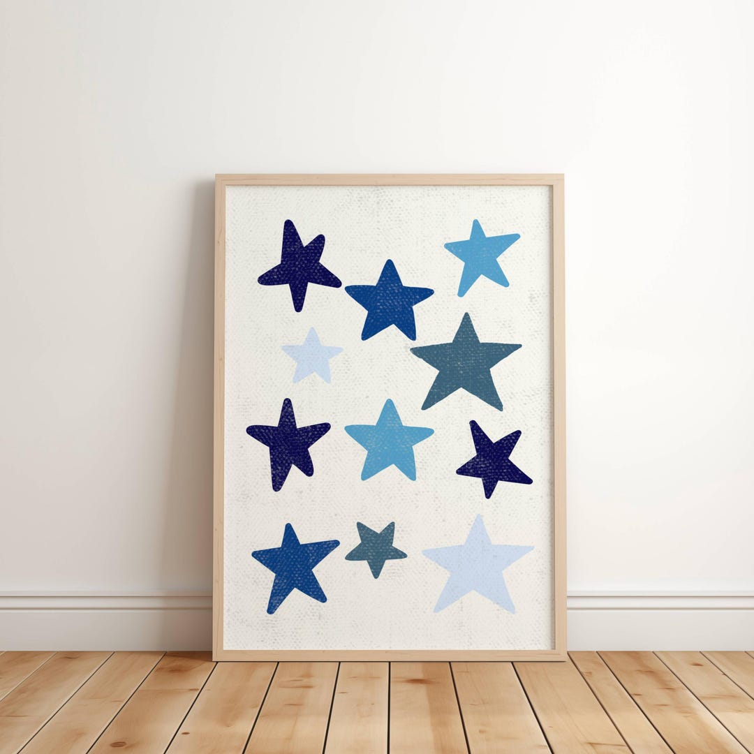 Retro Blue Star Wall Art | Digital Download Printable | Trendy ...