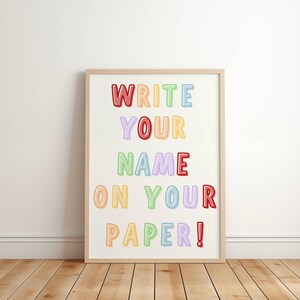 Write Your Name Poster Classroom Decor Poster Rainbow Classroom ...