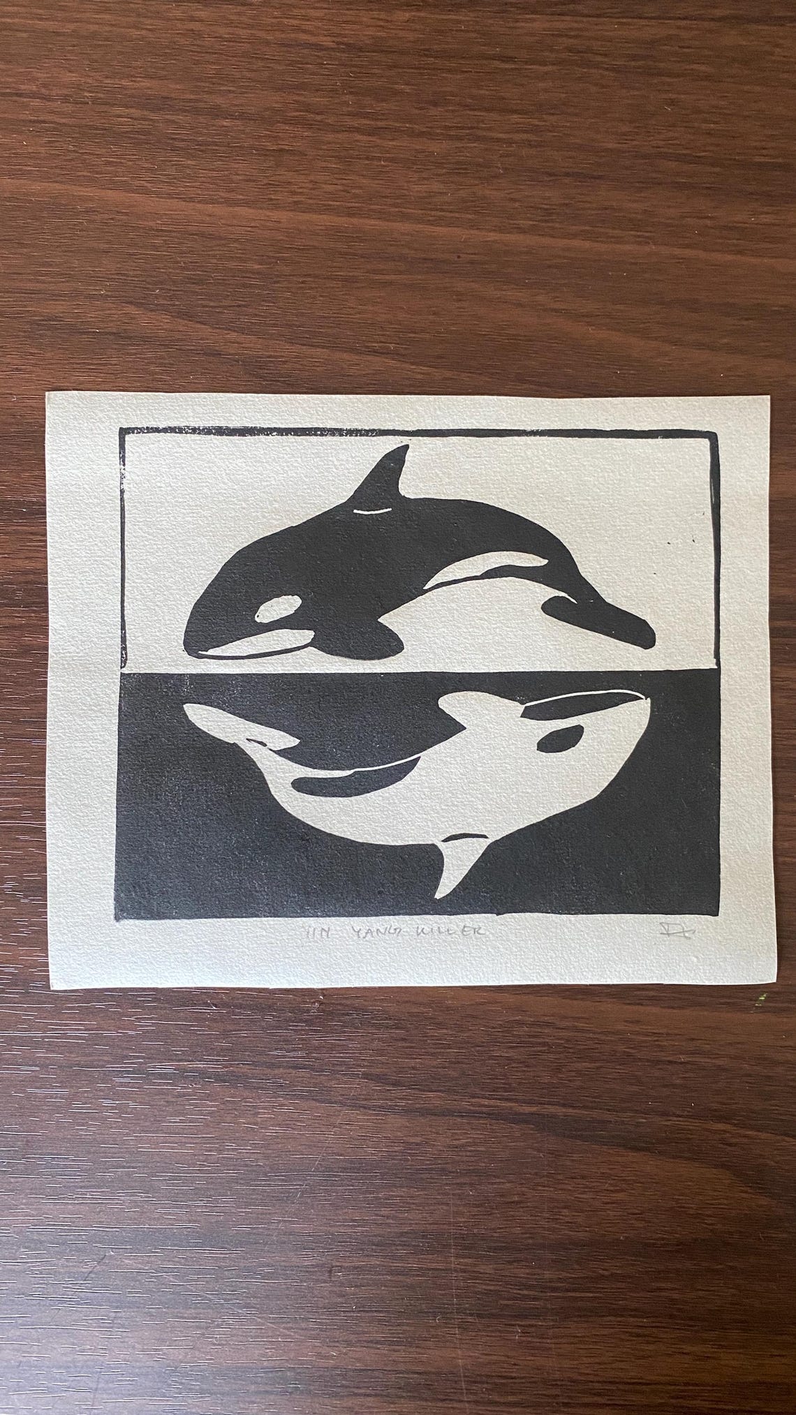 Yin Yang Killer Linocut of Orca - Etsy
