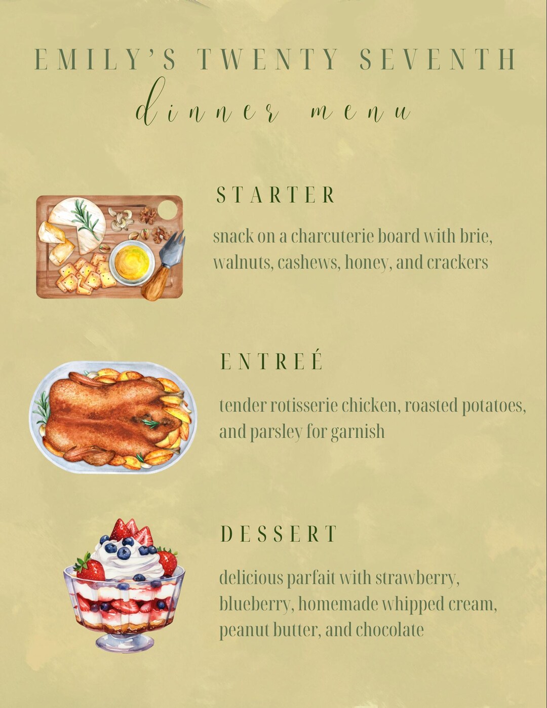 Birthday Dinner Menu Template - Etsy