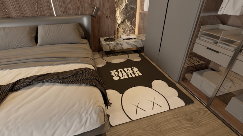 Double Kaws, I Love Kaws, Kaws Area Rug, Black Area Rug, Hypebeast Rug ...