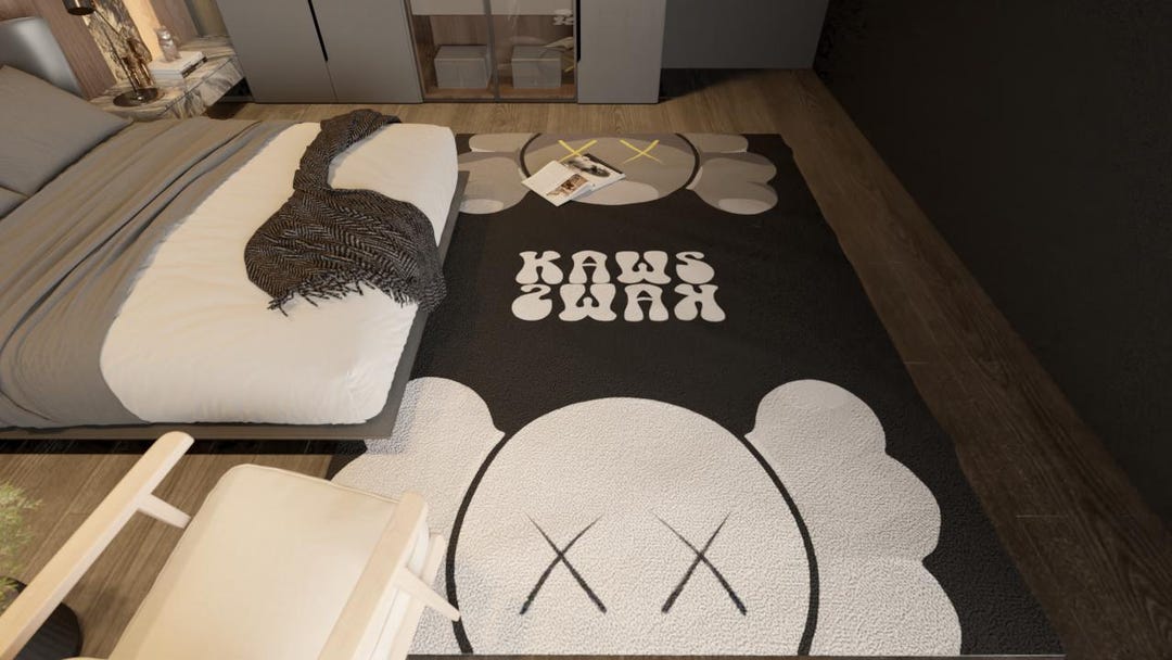 Double Kaws, I Love Kaws, Kaws Area Rug, Black Area Rug, Hypebeast Rug ...