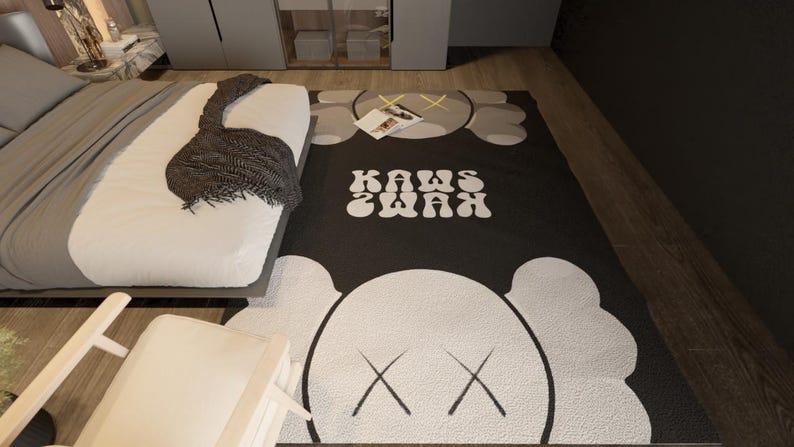 Double Kaws, I Love Kaws, Kaws Area Rug, Black Area Rug, Hypebeast Rug ...