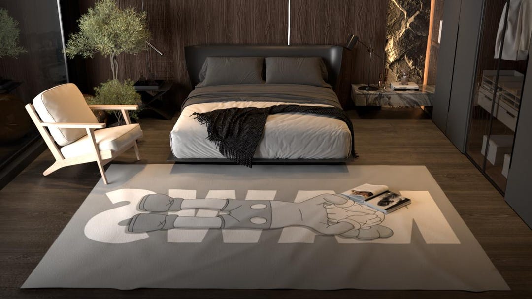 Kaws Lying on the Floor, Love Kaws, Kaws Area Rug, Grey Area Rug ...