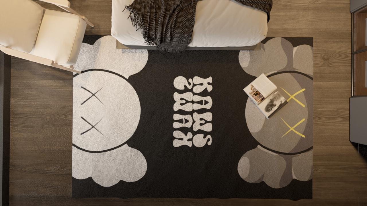 Double Kaws, I Love Kaws, Kaws Area Rug, Black Area Rug, Hypebeast Rug ...