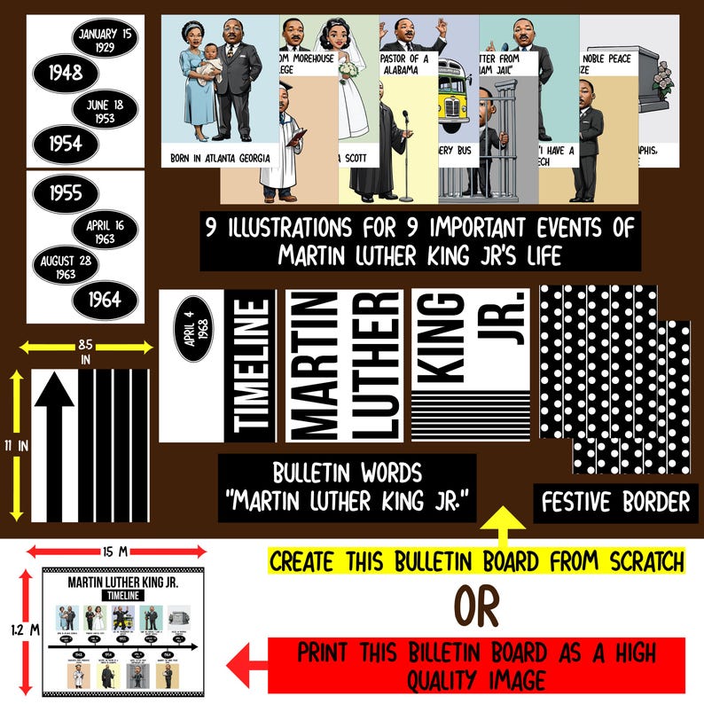 Martin Luther King JR Timeline Bulletin Board Kit | MLK Day | Craft ...