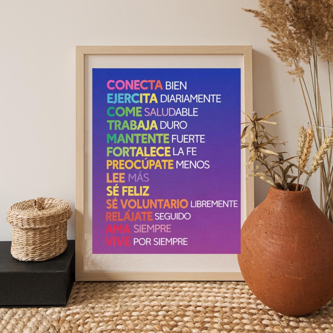 Inspirational Spanish Self-care Rules Poster Matte Vertical Poster ...