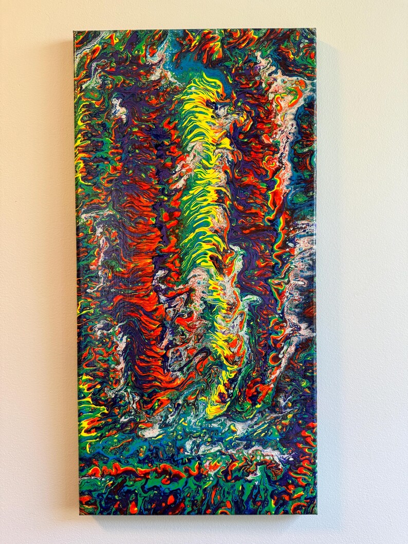 Rainbow Graffiti 2 - Original Poured Acrylic Paintings on Canvas With ...