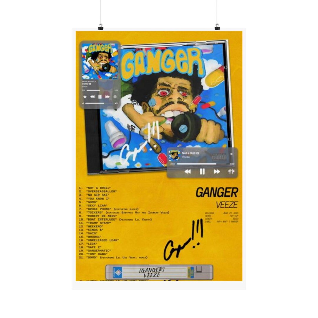 Veeze Ganger-album Cover-gold: Matte Vertical Posters - Etsy