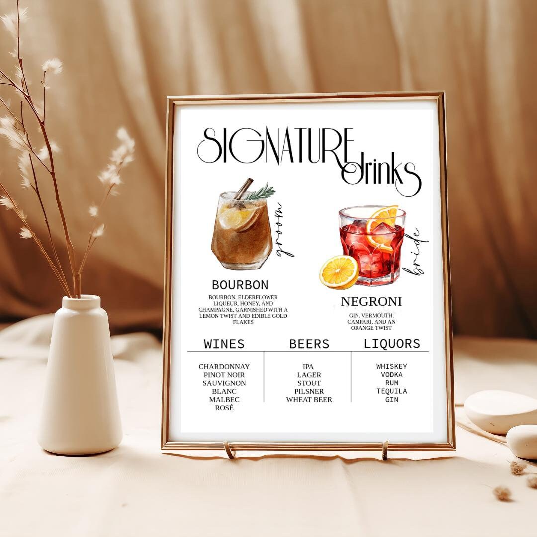 Signature Drink Sign | Wedding Couple Signature Drink | Customize ...