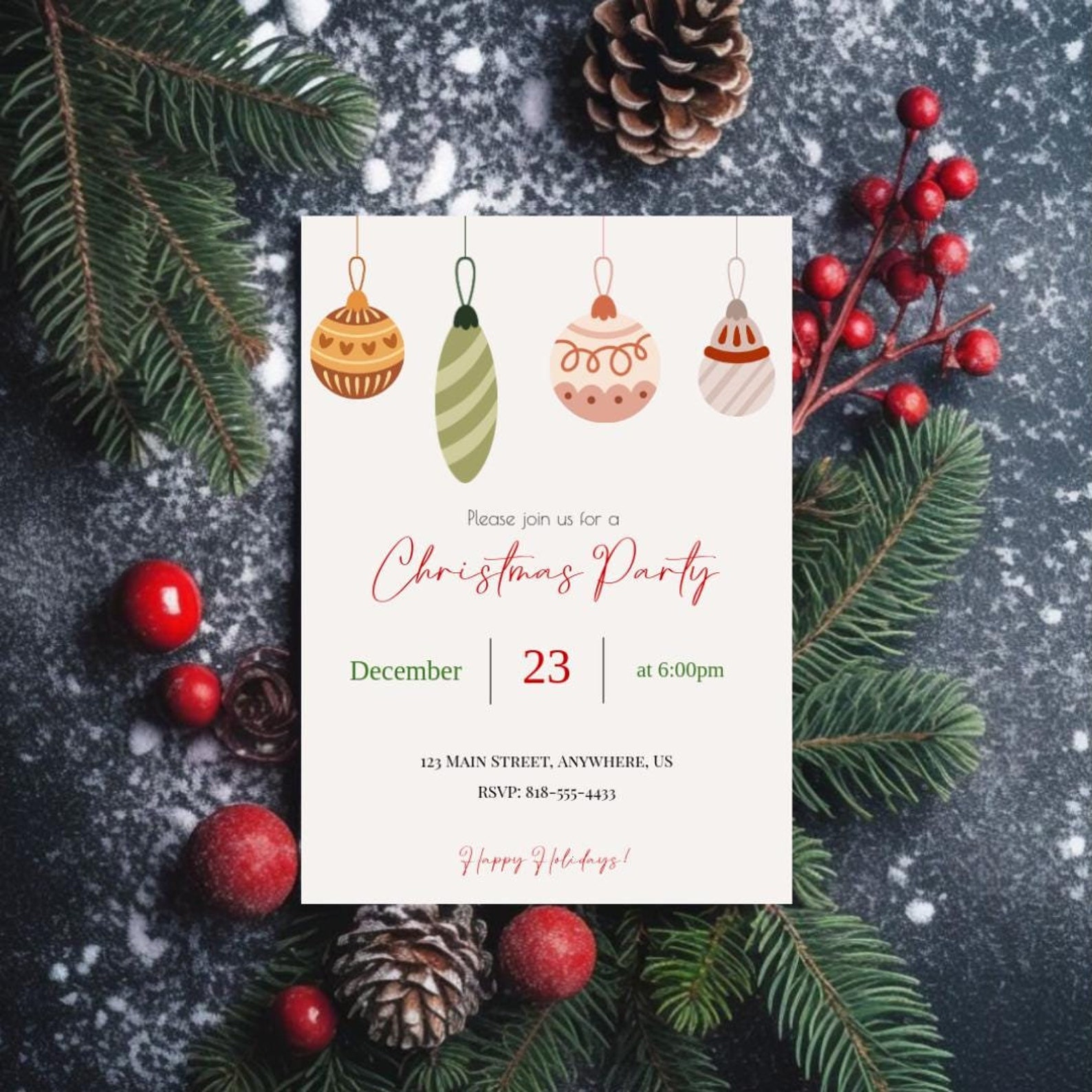Christmas Party Invitation | Christmas Party Invite | Printable Holiday ...