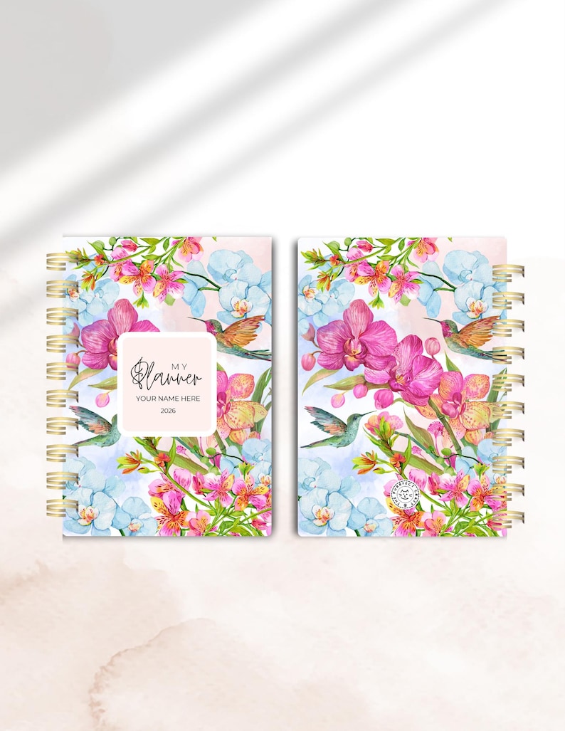 Personalized Hummingbird Planner, Weekly Monthly, Gold Spiral - Etsy