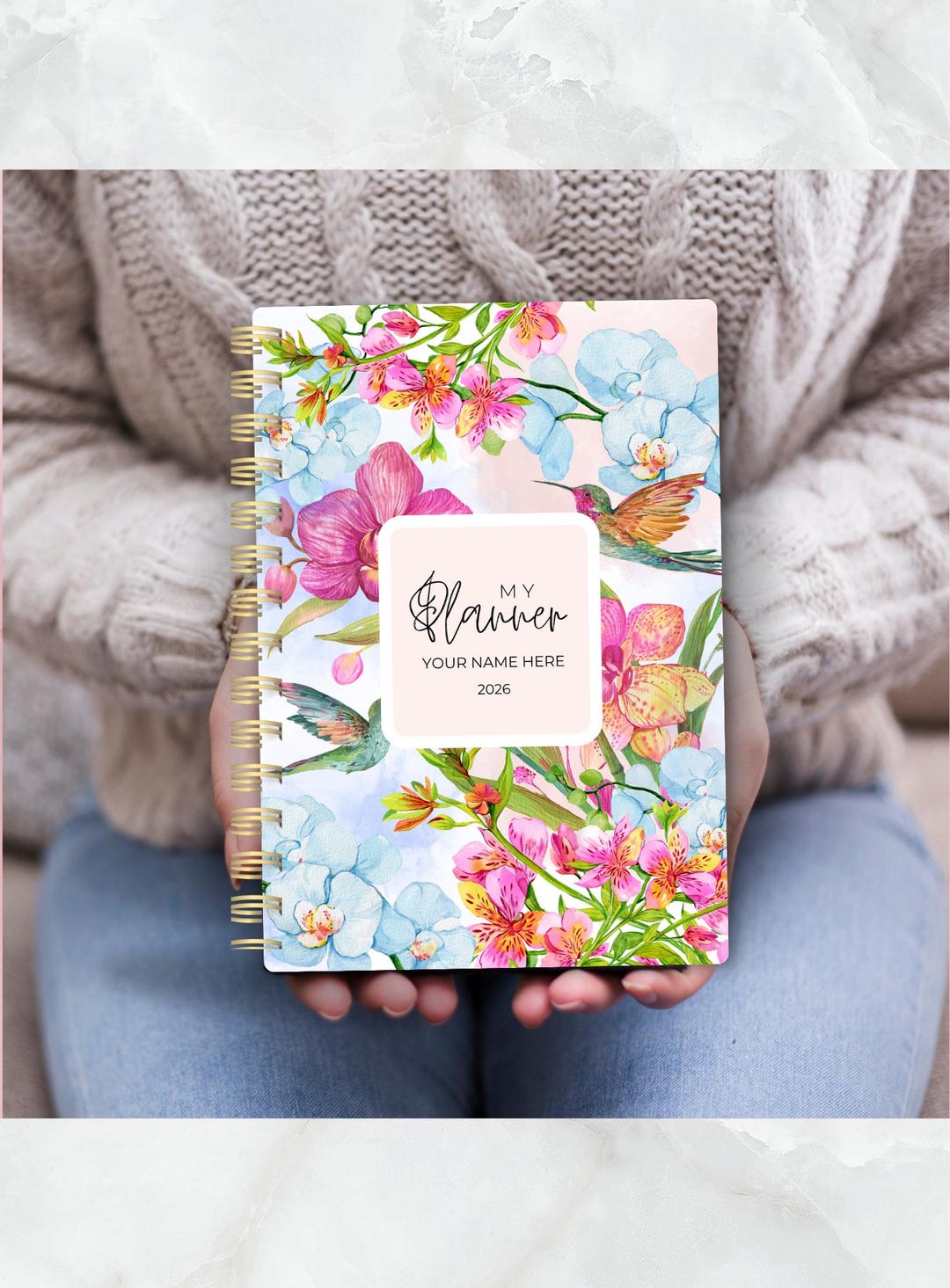 Personalized Hummingbird Planner, Weekly Monthly, Gold Spiral - Etsy
