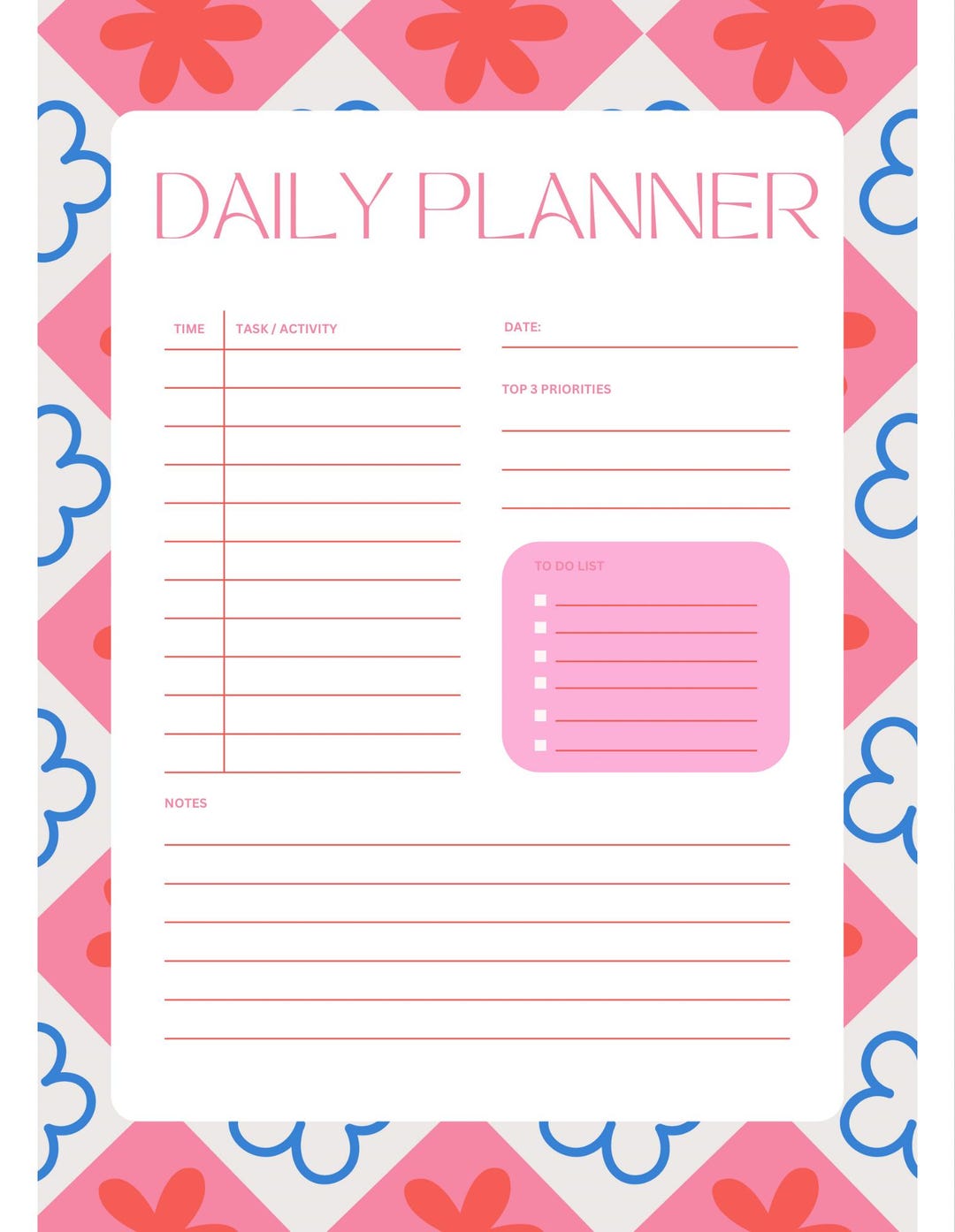 Daily Planner Notepad, Pink Paris Coquette, Task Checklist - Etsy