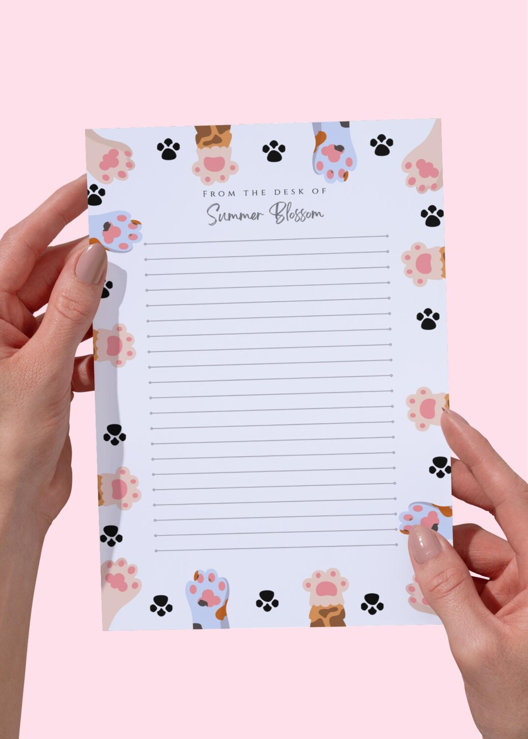 Paw Print Stationery Notepad – Lined Letter Writing Paper - Etsy