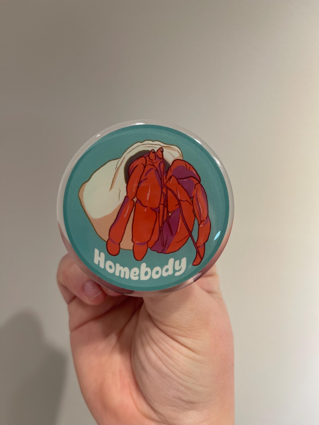 Homebody Hermit Crab Acrylic Pin | Introvert Gift - Etsy
