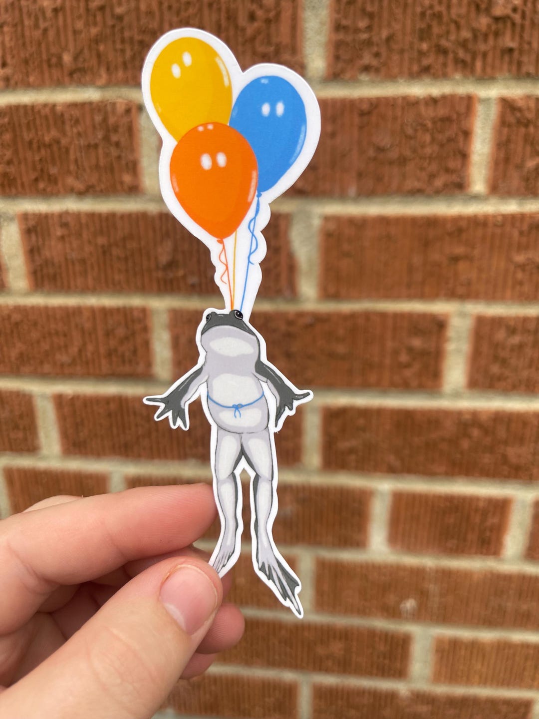 Frog Sticker - Frog With Balloons | Glossy | Cute & Silly | Vibrant and ...