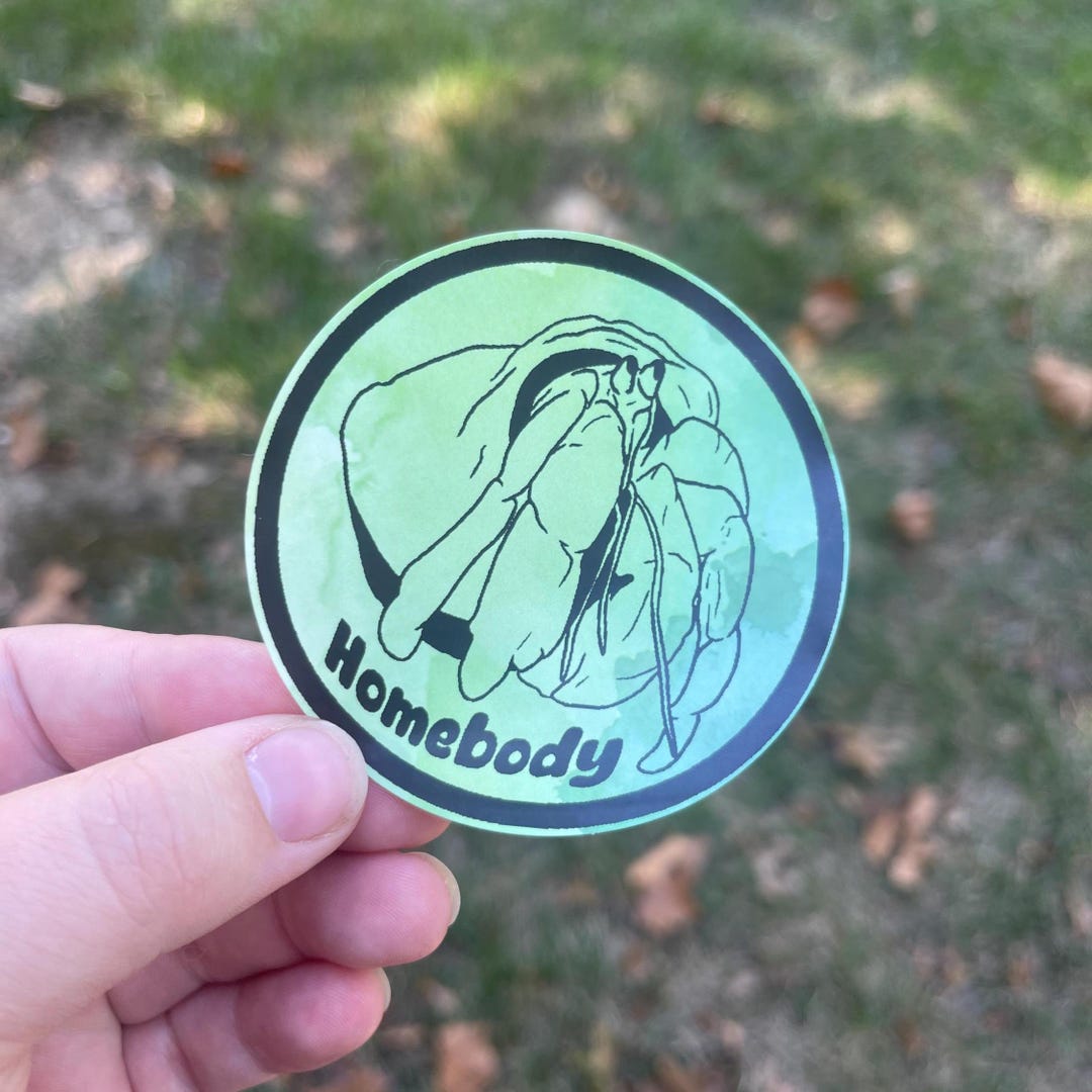 Hermit Crab "homebody" Sticker - Cute 3" Green or Pink Tie Dye Simple ...