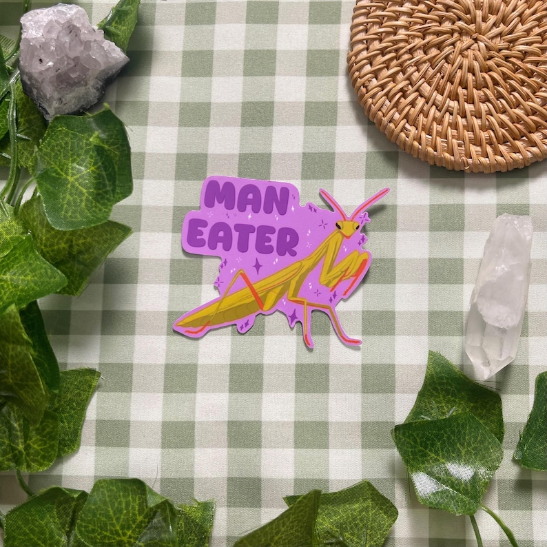 Man Eater Praying Mantis Sticker - Funny Glossy Insect Decal - Etsy