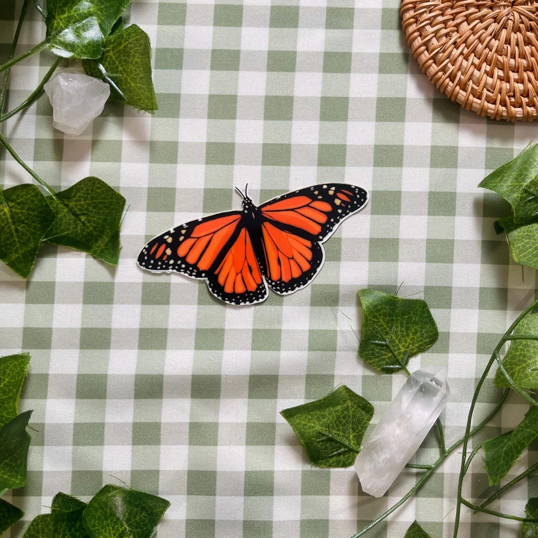 Monarch Butterfly Sticker | Glossy | Cute Silly | Vibrant & Colorful ...
