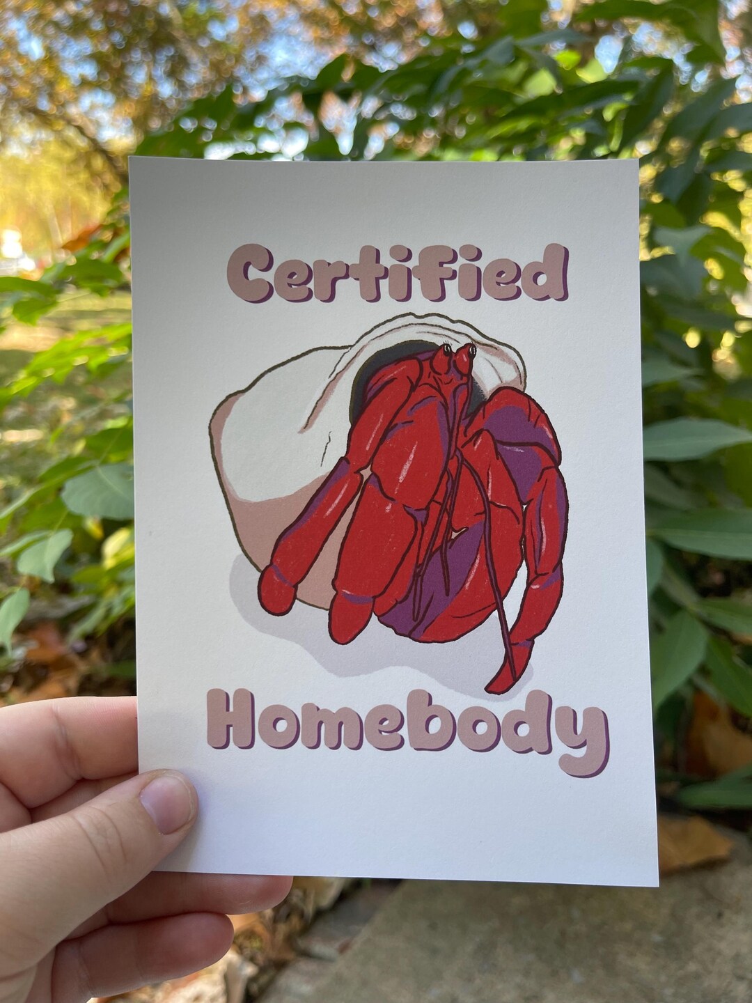 Hermit Crab "certified Homebody" Art Print | Colorful Introvert Gift - Etsy