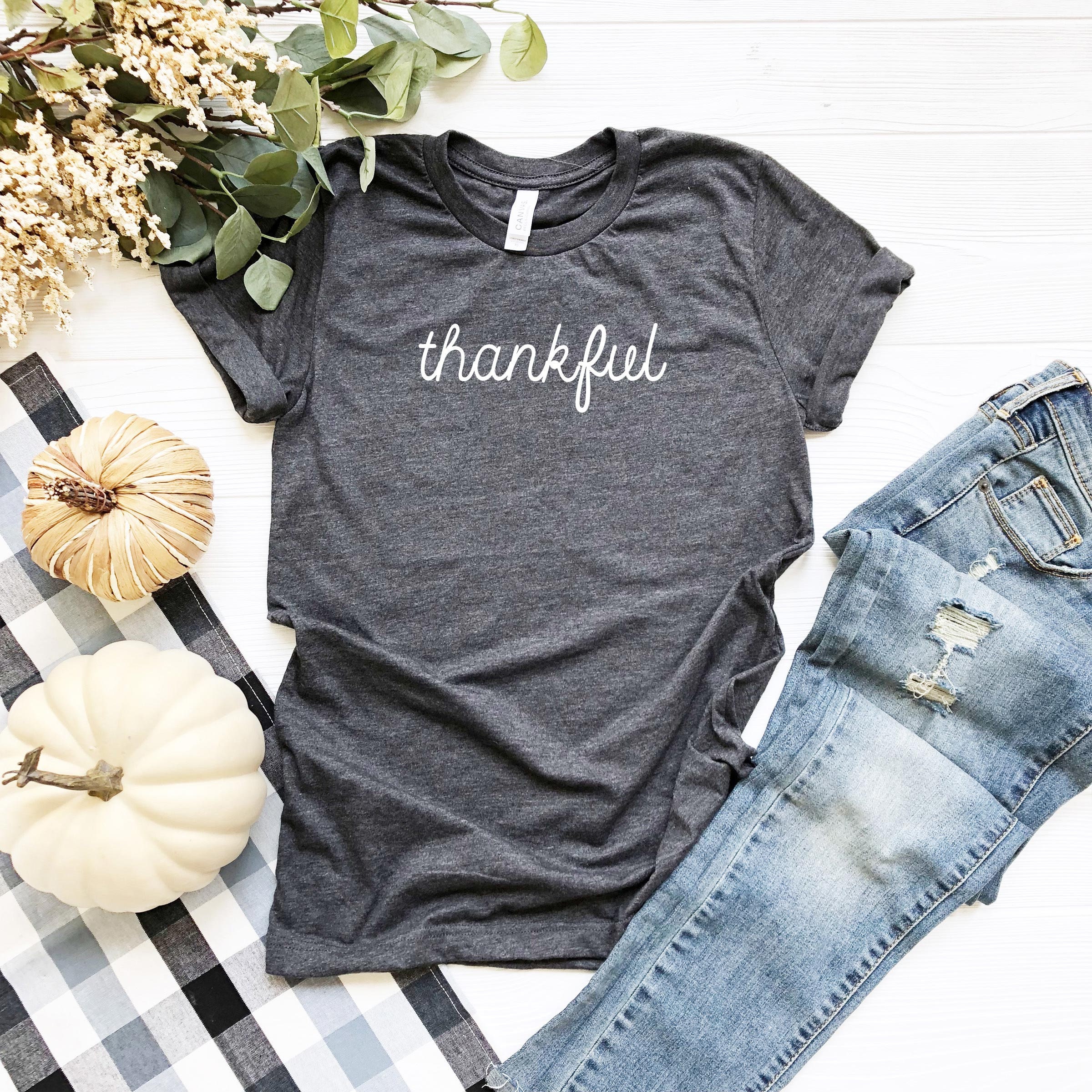 Thankful | Fall Graphic Tee | Thanksgiving Shirt | Women's Thankful ...