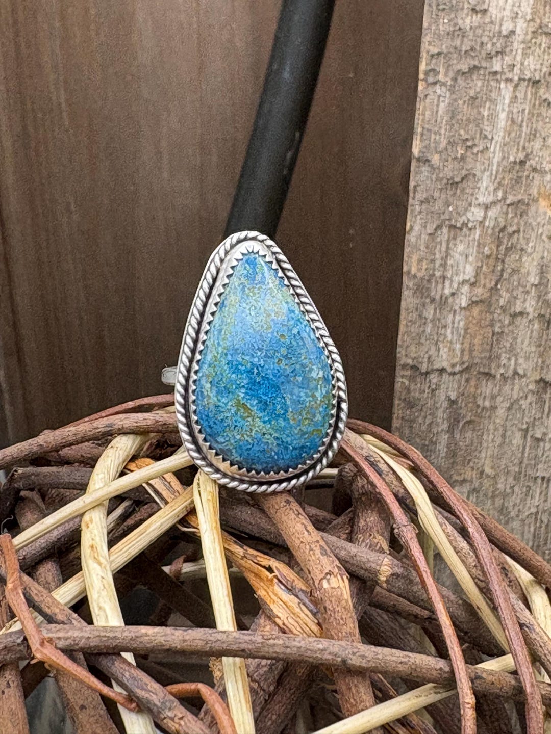 Antiqued Sterling Silver Azurite Ring - Size 7 - Etsy