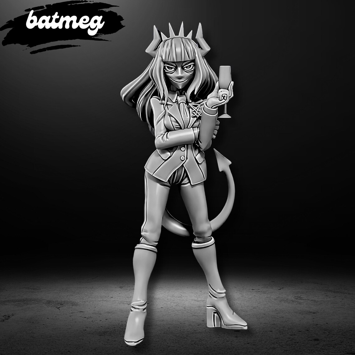 Lucifer Figure, Helltaker Stl File 3D Printing, Lucifer Stl 3D Model Design, Statue Stl ...