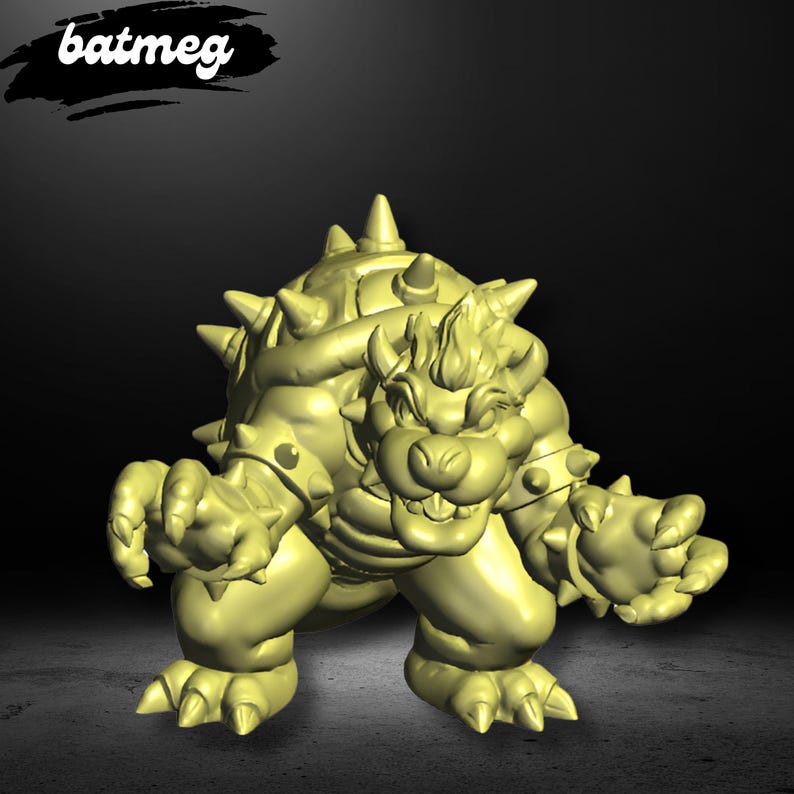 Bowser Figure, Super Mario Bros Stl File 3D Printing, Bowser Stl 3D ...