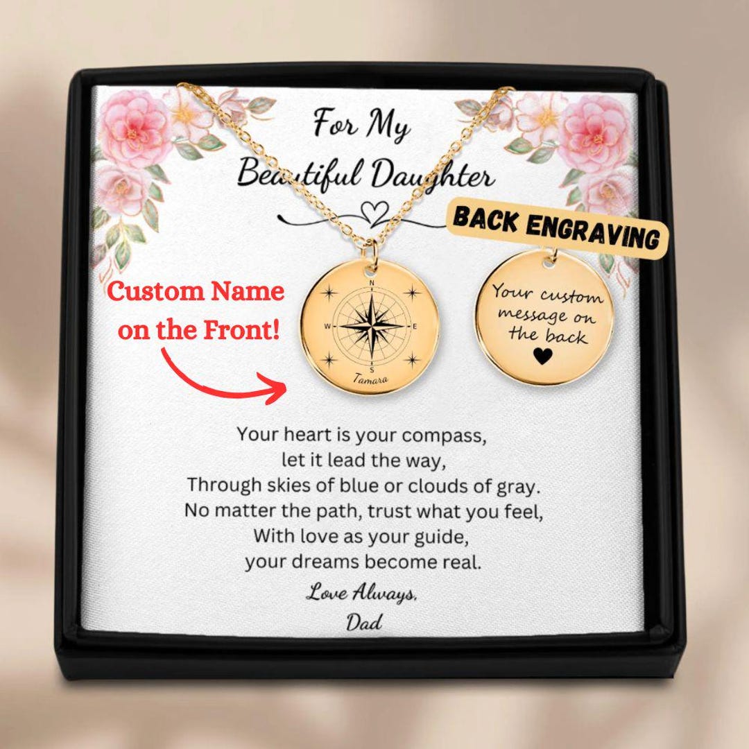 To My Daughter Custom Gold Compass Necklace Gift for Her Birthday ...