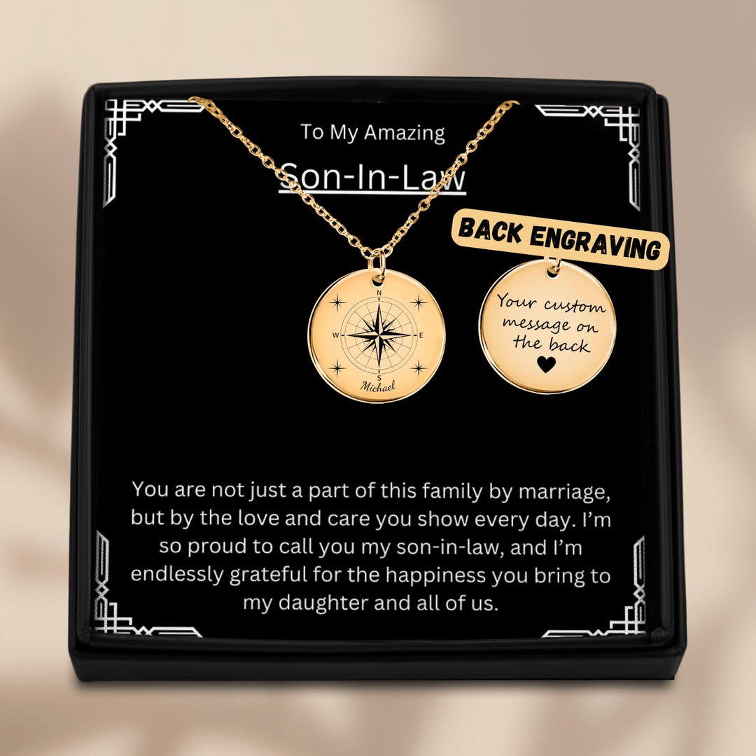 Son-in-law Men's Personalized Compass Necklace Gift Christmas, Gift for ...