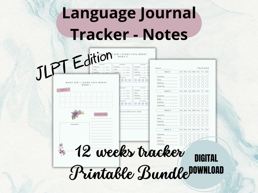 Language Journal - Tracker JLPT 12 Weeks | Digital Planner | Printable ...