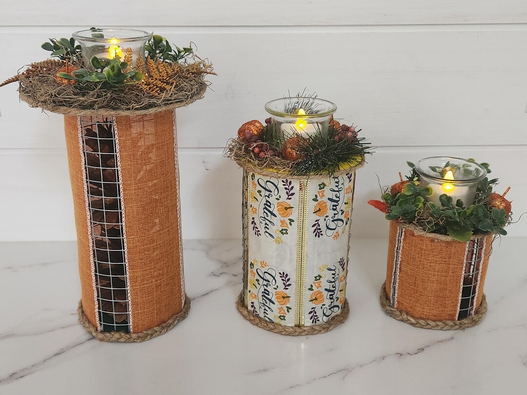 Candle 3-piece Fall Centerpiece - Etsy