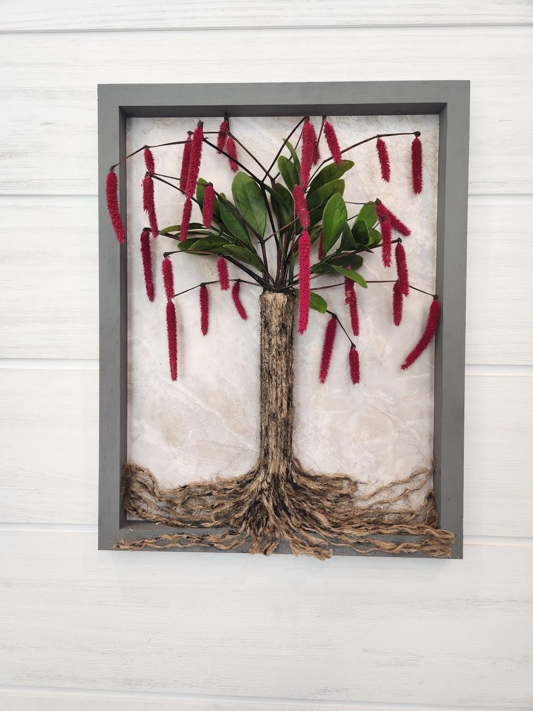Wood Framed Pink Weeping Willow Tree - Etsy