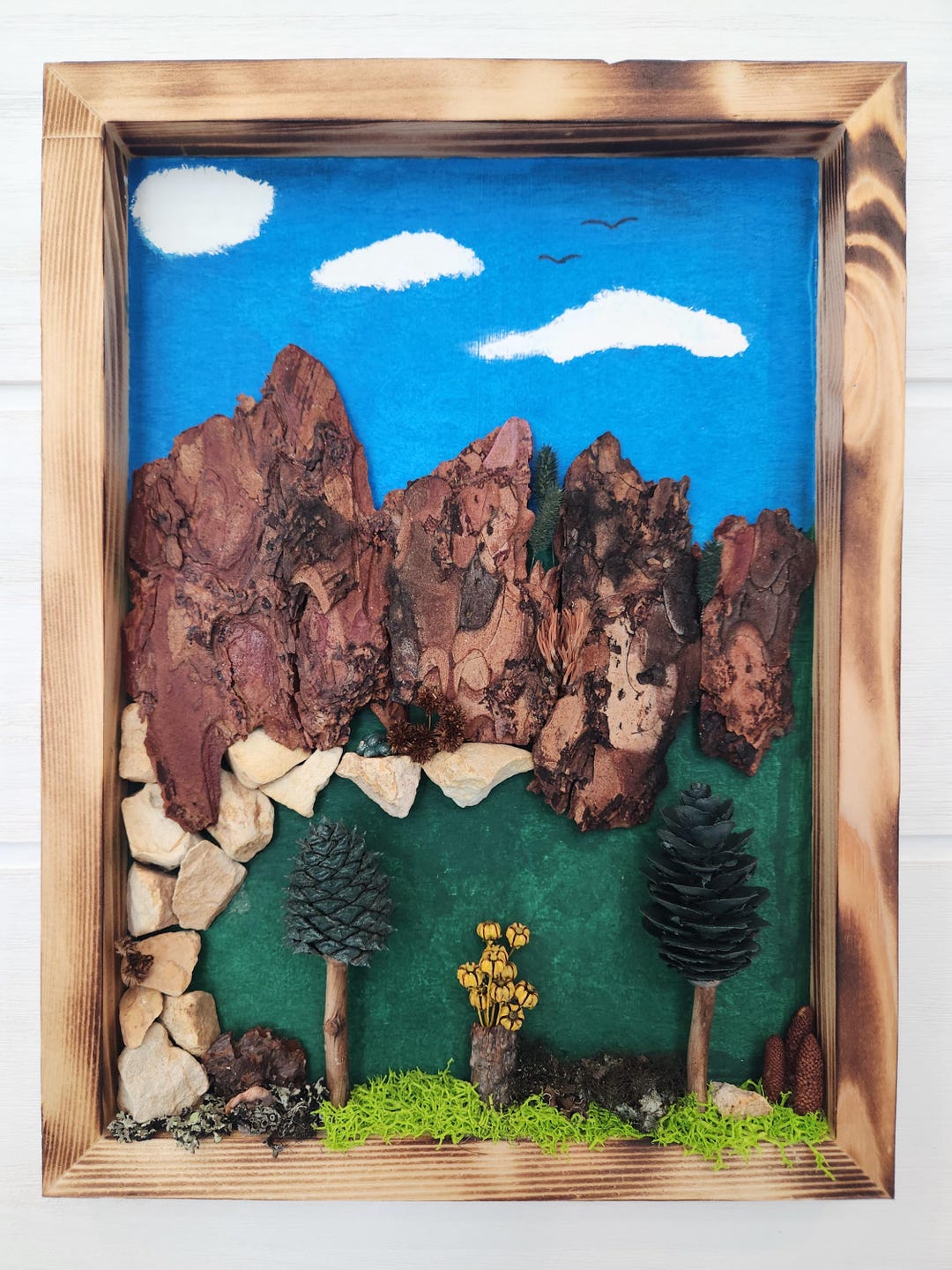 Mountain Scenery, Nature Materials, Wood Framed, Nature Art - Etsy