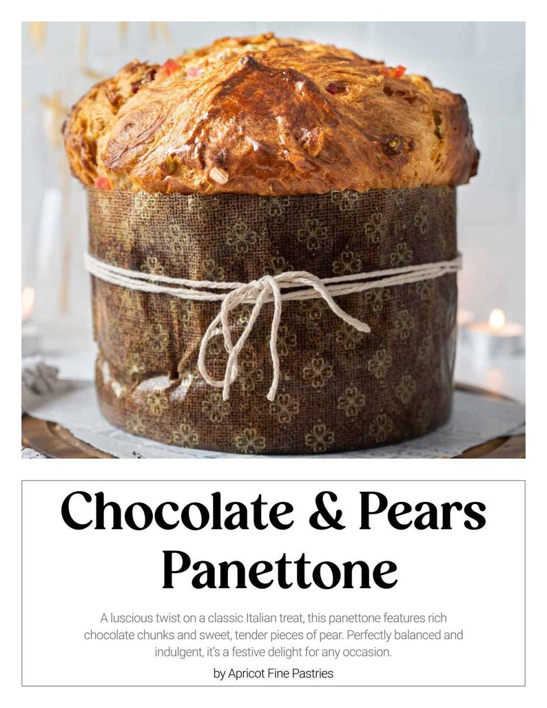 Chocolate & Pears Italian Panettone Recipe | Christmas Recipe PDF - Etsy