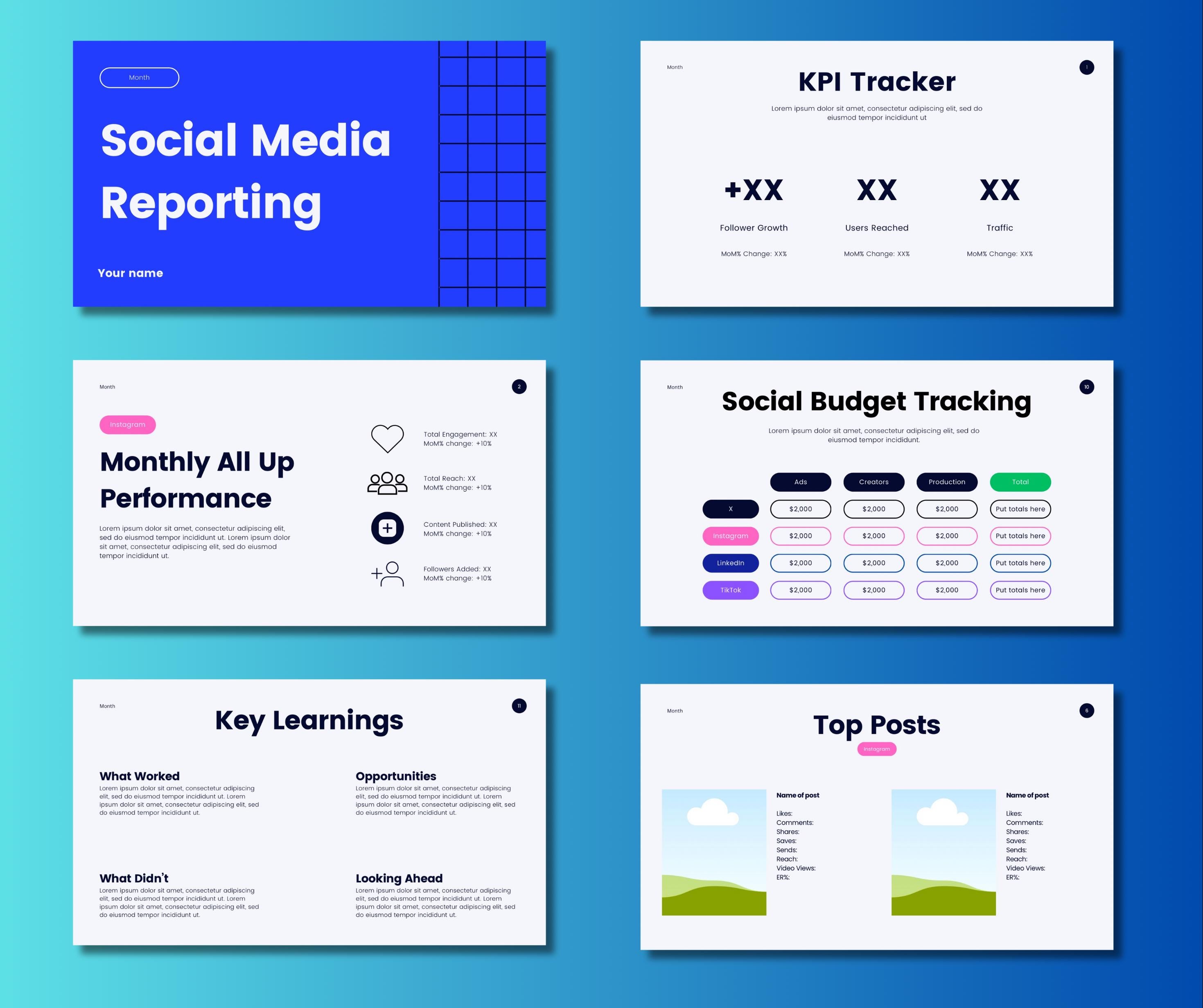 Social Media Reporting Template | Monthly Analytics Report | Minimal ...